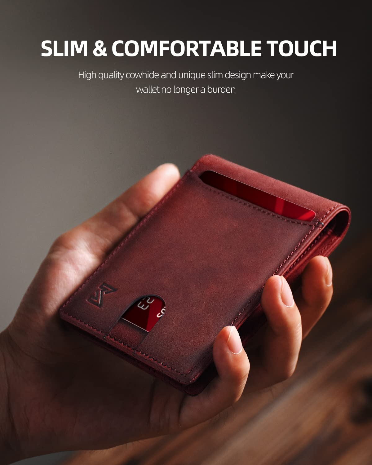 MIROMIHO Genuine Leather Slim Wallet for Men Minimalist Bifold RFID Blocking with Gift Box