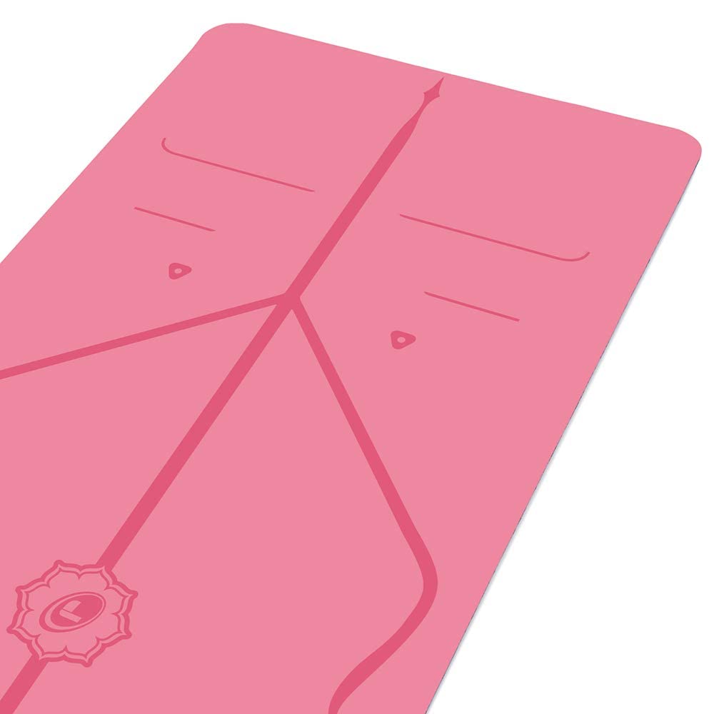 LIFORME Original Yoga Mat & Travel Mat Bundle Pack β Patented Alignment System, Eco-Friendly, Non-Slip Warrior-Grip, Made with Natural Rubber, Thick, Sweat Resistant, Comfortable - Pink/Pink