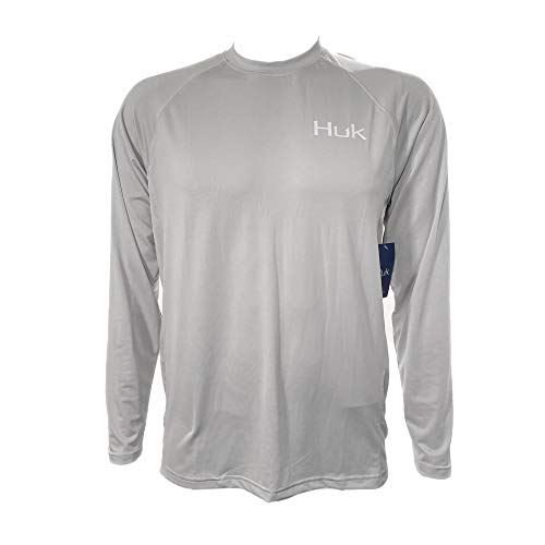 HUK Men's Pursuit Long Sleeve Sun Protecting Fishing Shirt, Hex-Glacier, Medium