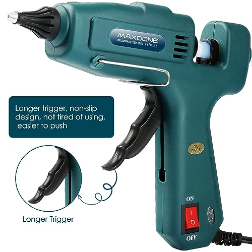 Hot Glue Gun Kit Glue Gun - MAXDONE Craft Glue Gun Full Size(Not Mini) Glue Guns Heavy Duty Hot Glue Gun with 12pcs Glue Sticks(0.43'' x 8") 100w for DIY Art