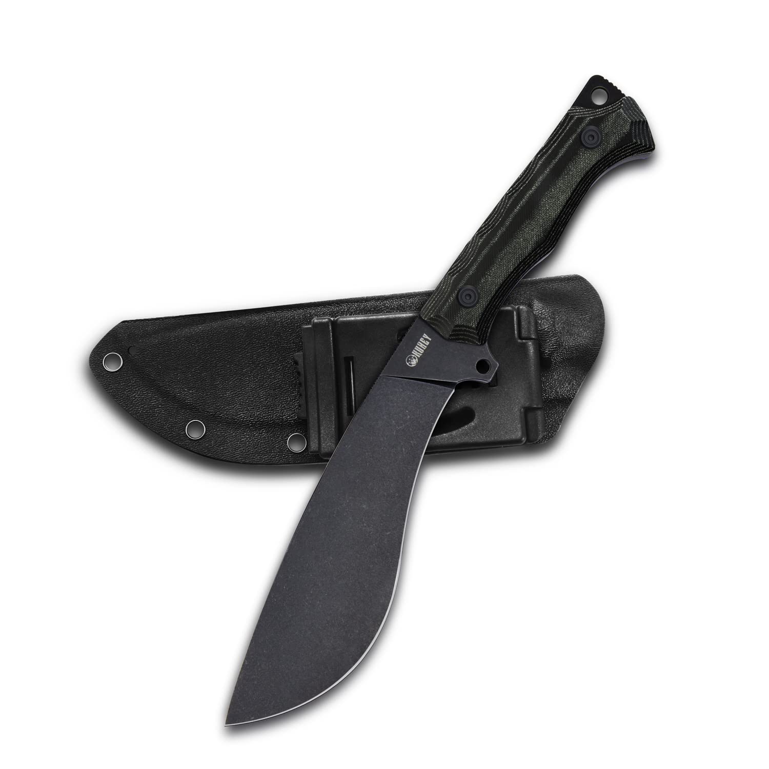 Kubey Machete KU241 Fixed Blade Outdoor Knife with G10 Handle Kurki Style Blade for Camping Hunting and Survival w/Black Kydex Sheath (Darkwashed)
