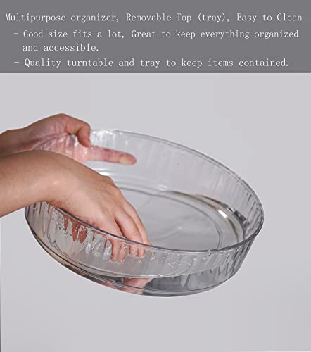 Lazy Susan Organizer, Upgraded 11.3" Clear Lazy Susan Turntable for Cabinet Table, Countertop Fruit Basket, Spice Rack Organizer, Snack Organizer, Spinning Makeup Organizer, Bathroom Etc (1 Pack)