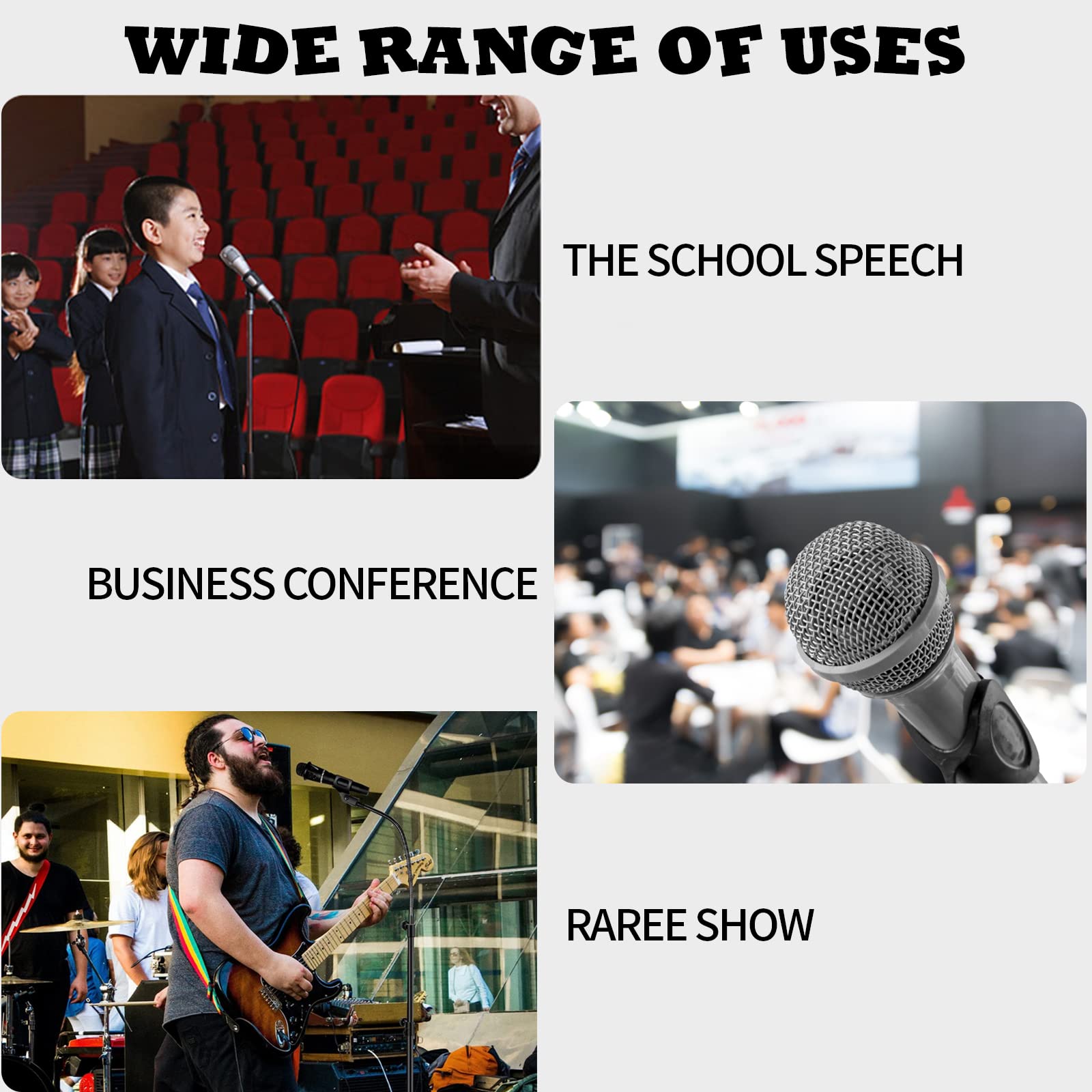 Mic Stand, Boom Microphone Stands Tripod Detachable Gooseneck Microphone Stand Microphone Arm Height Adjustable 24'- 67' with Mic Clips for Singing Lecture Wedding Party