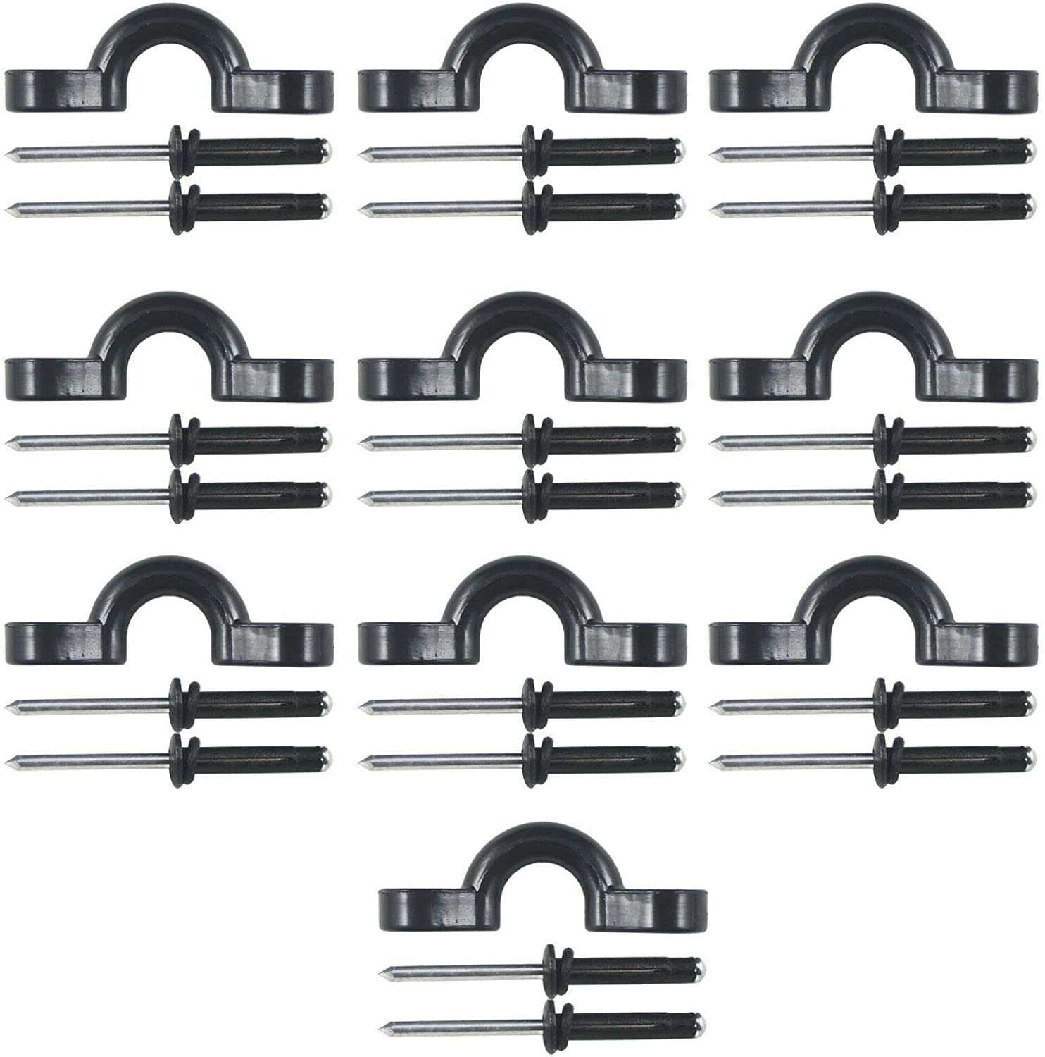 Kayak 10 Pcs Nylon Bungee Deck Loops Tie Down Pad Eye with Rivets