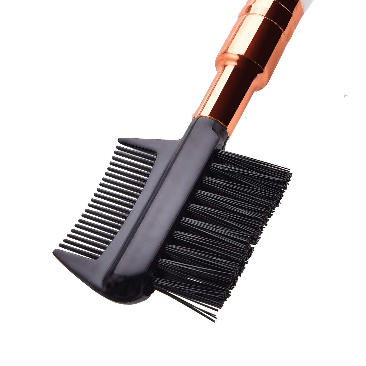 JASSINS Eyebrow Brush Eyelash Comb & Spoolie Brush, Dual Eye Shadow Brush, Professional Eye Makeup Tool (White-gold)