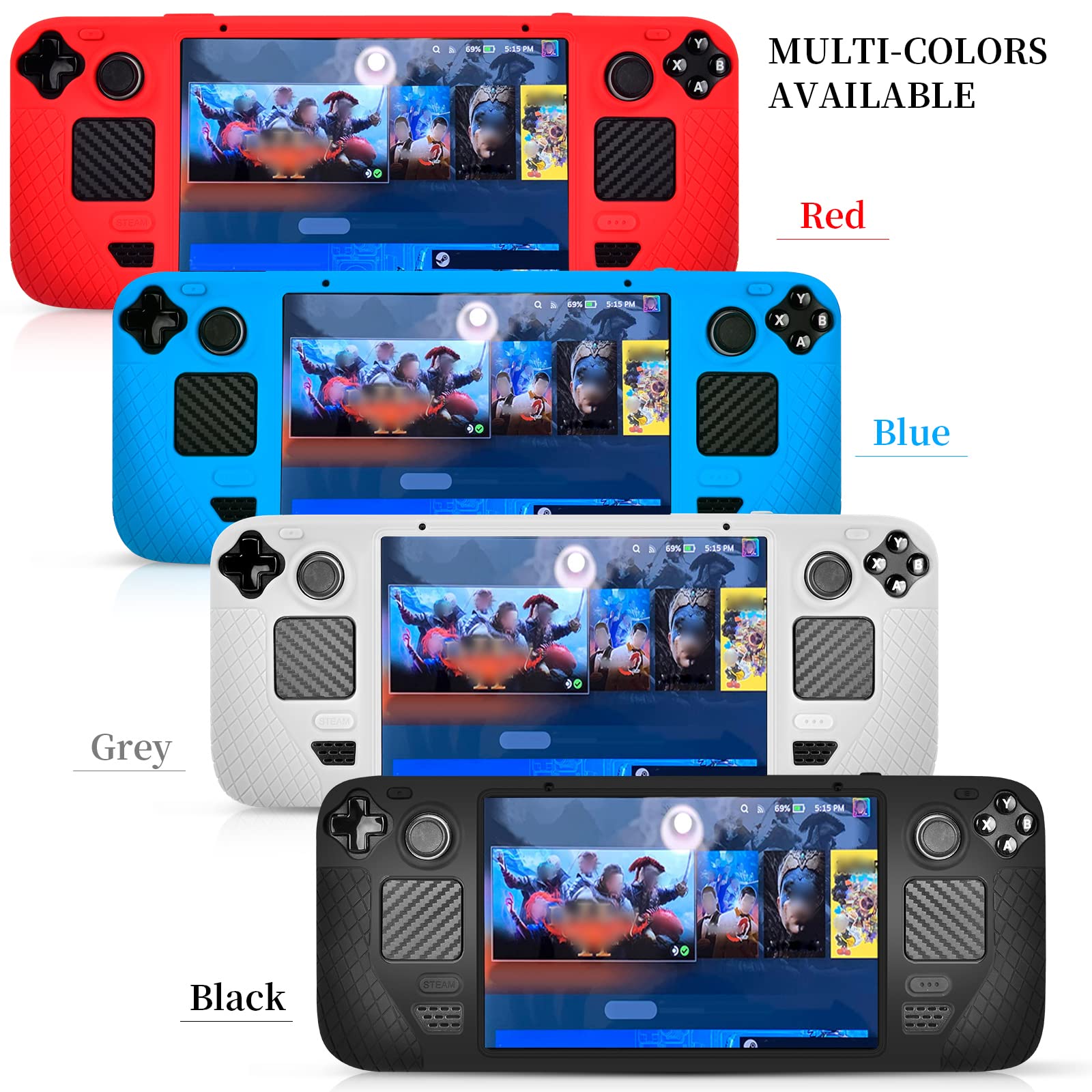 PAIYULE Silicone Case Compatible with Steam Deck Console, Protective Protector Soft Skin Stand Holder Cover Accessories, Travel Carrying Rubber Pouch Holder(Cover Only)-Grey