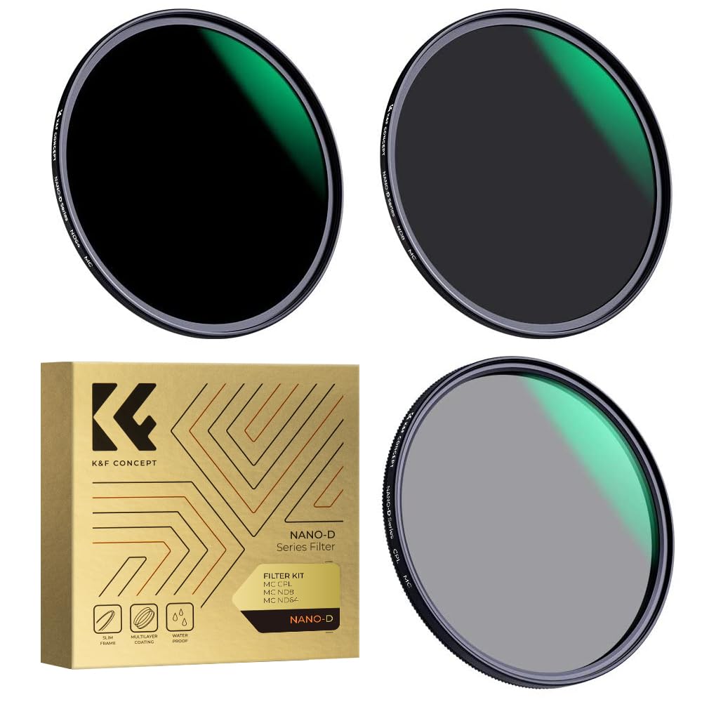 K&F Concept 77mm Lens Filter Kit Neutral Density ND8 ND64 CPL Circular Polarizer Filter Set with 24 Multi-Layer Coatings for Camera Lens