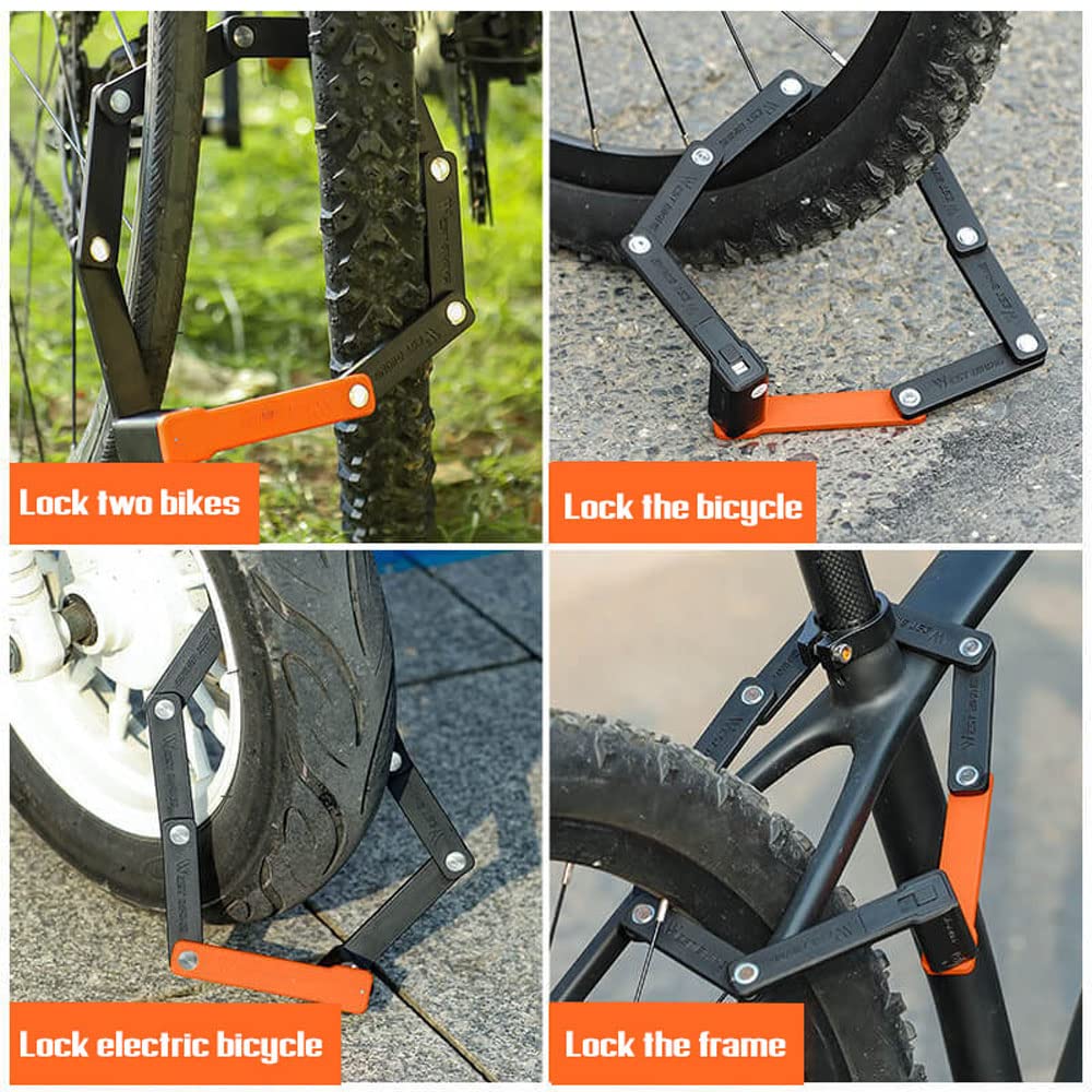 MengK Compact Folding Bike Lock Anti-Theft Chain Lock Heavy Duty Secure Guard with 3 Keys for Bike Electric Bike/Scooter