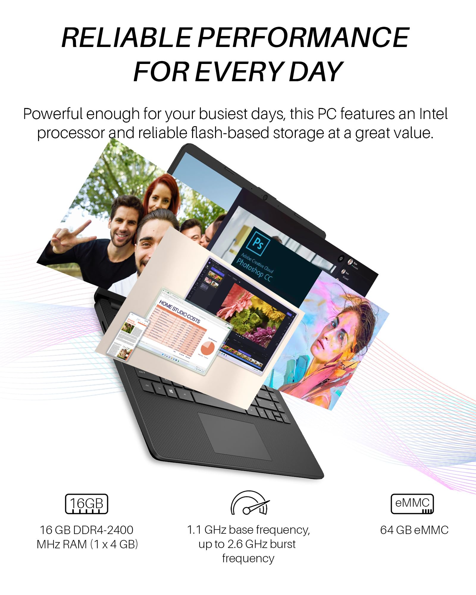 HP 2023 Newest 14" Thin and Light Laptop for Student and Business, Intel Celeron N4120, 16GB RAM, 320GB Storage (64GB eMMC+256GB Micro SD), 12H Long Battery, Win 11 Home S, Bundle with JAWFOAL
