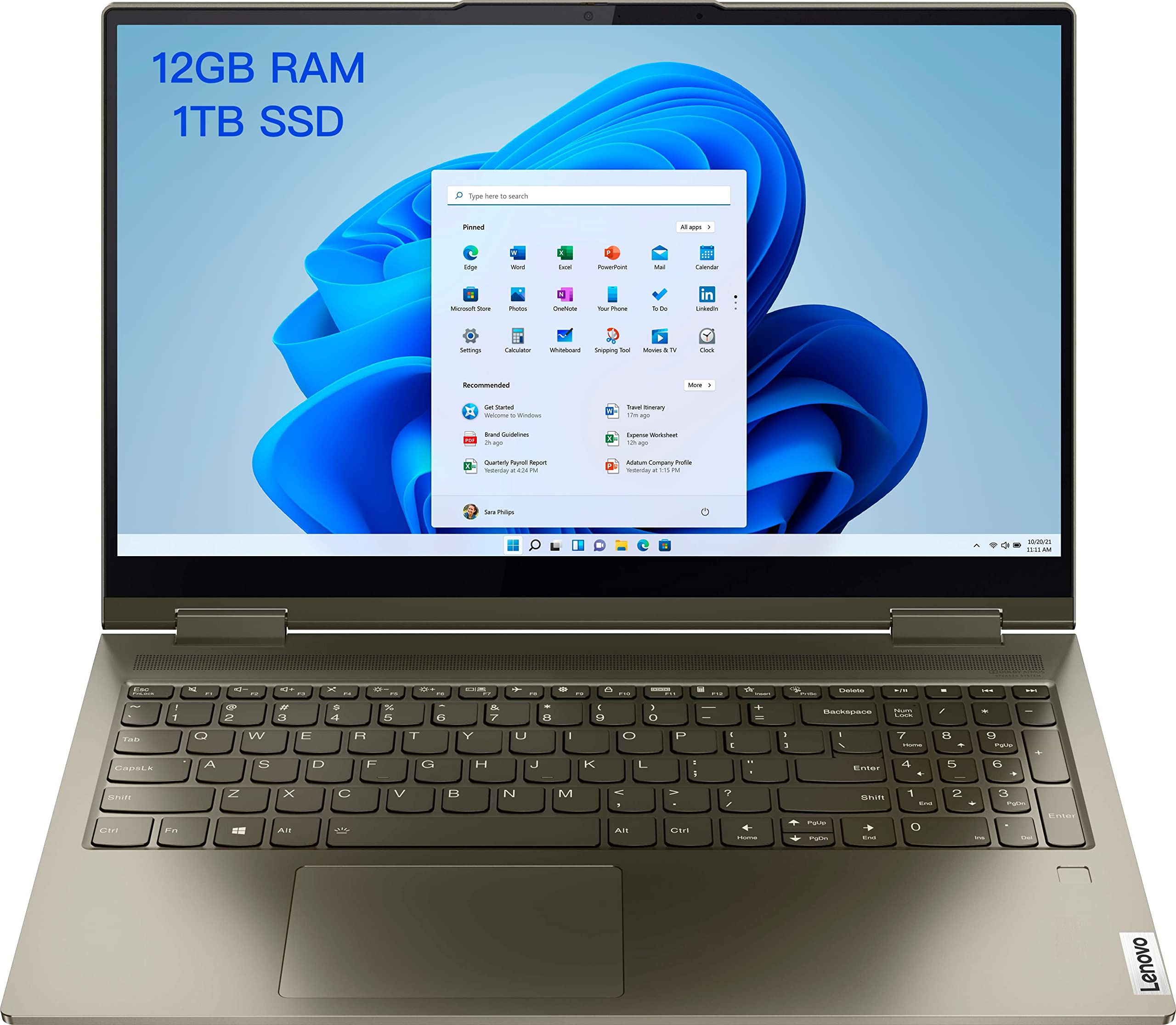 LENOVO Newest Yoga 7i 15.6" FHD Touchscreen 2-in-1 Laptop, Intel 4-Core i7-1165G7, Iris Xe Graphics, 12GB DDR4 2TB SSD, WiFi 6, Backlit Keyboard, Fingerprint, Windows 11 Home