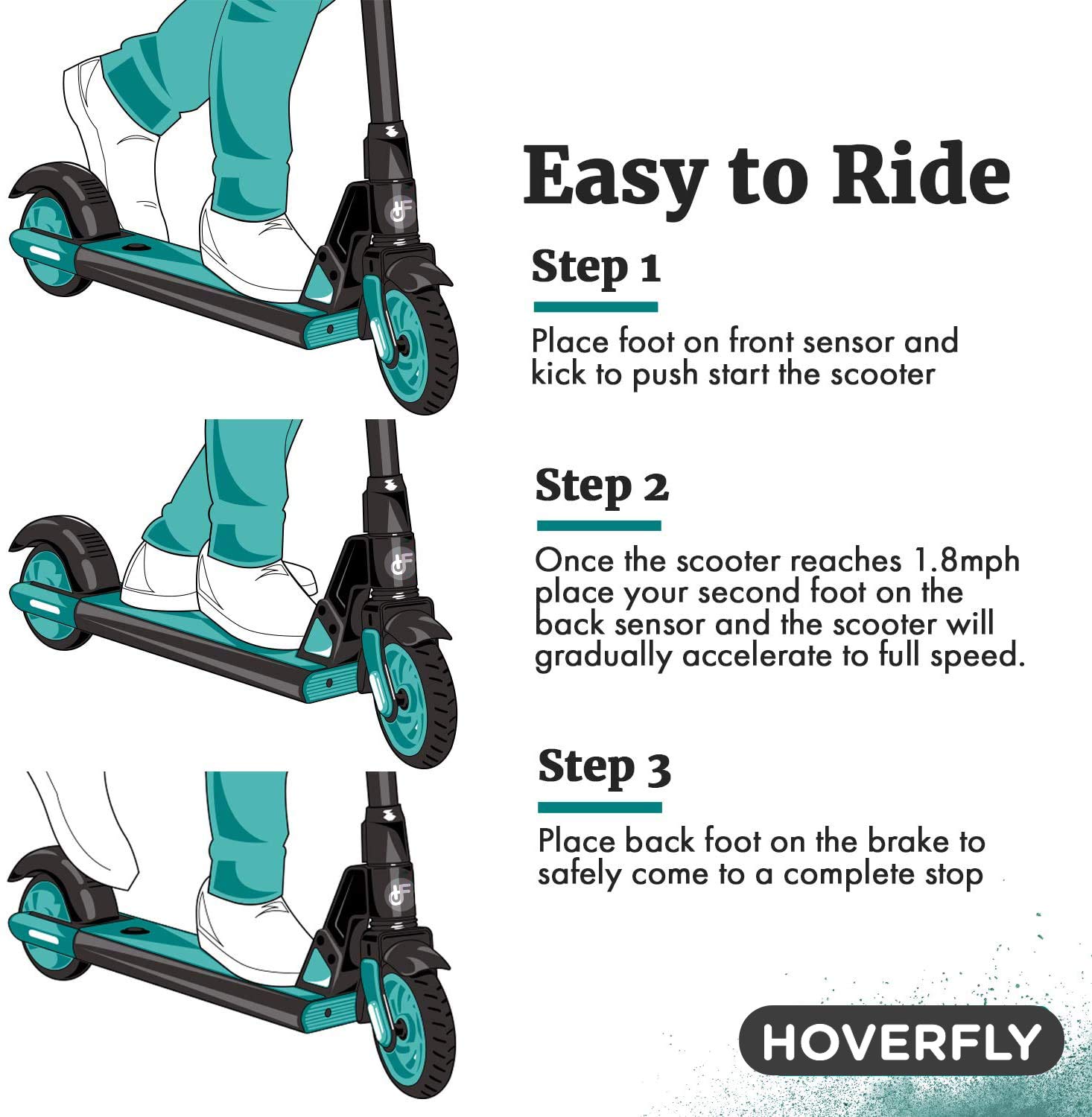 HOVERFLY GKS Lumios Kids Electric Scooter, 6" LED Flash Wheel & Deck Lights, Max 7.5mph Power by 150W Motor and 6.25 Miles, Scooter for Kids Ages 6-12, Gray