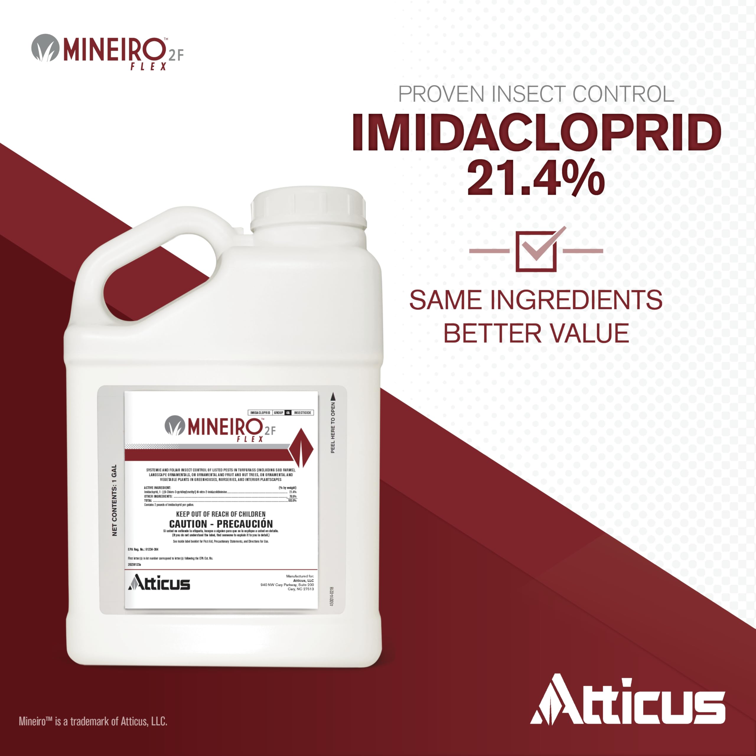 Mineiro 2F Flex Imidacloprid Systemic Insecticide (1 Gal) by Atticus β Grub and Insect Control in Lawns and Landscapes