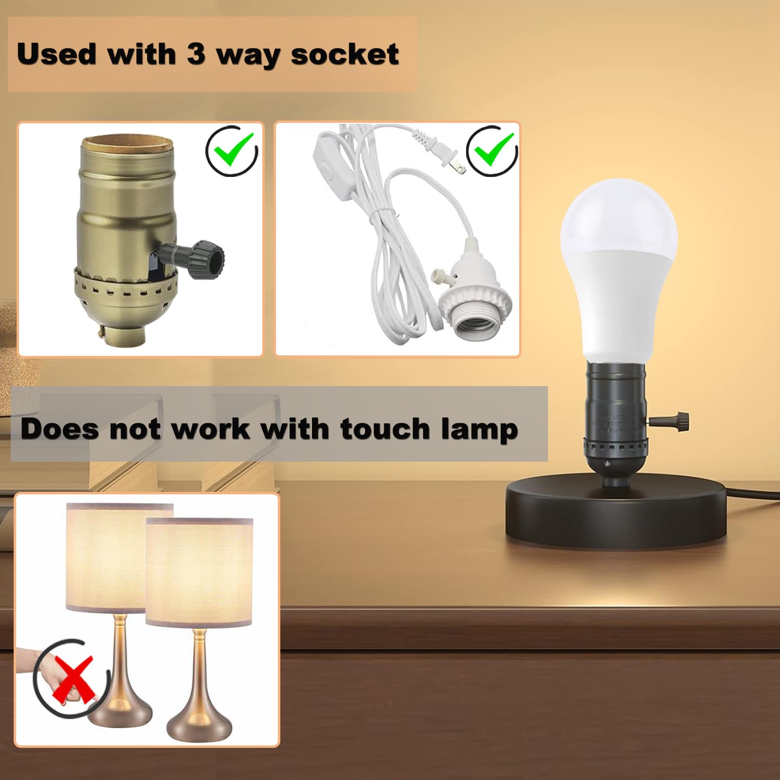 Youtime 3 Way Light Bulbs 50 100 150 Watt Equivalent Soft White A21, Incandescent Replacement,6/15/20w Energy Saving Safety Three Way Light Bulbs, 500 1600 2200 Lumens, E26 Medium Base, 4Pack