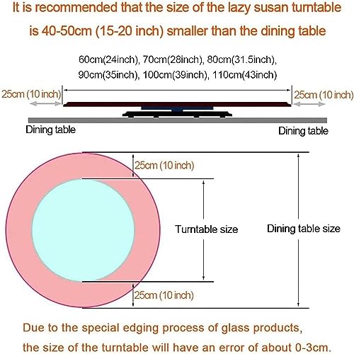 Lazy Susans Turntable Tempered Glass Lazy Susan Turntable Dining Table， Transparent Round Tabletop Rotating Serving Tray With Silent Bearing, Easy To Share Food (Size : 90cm/35.4inch)