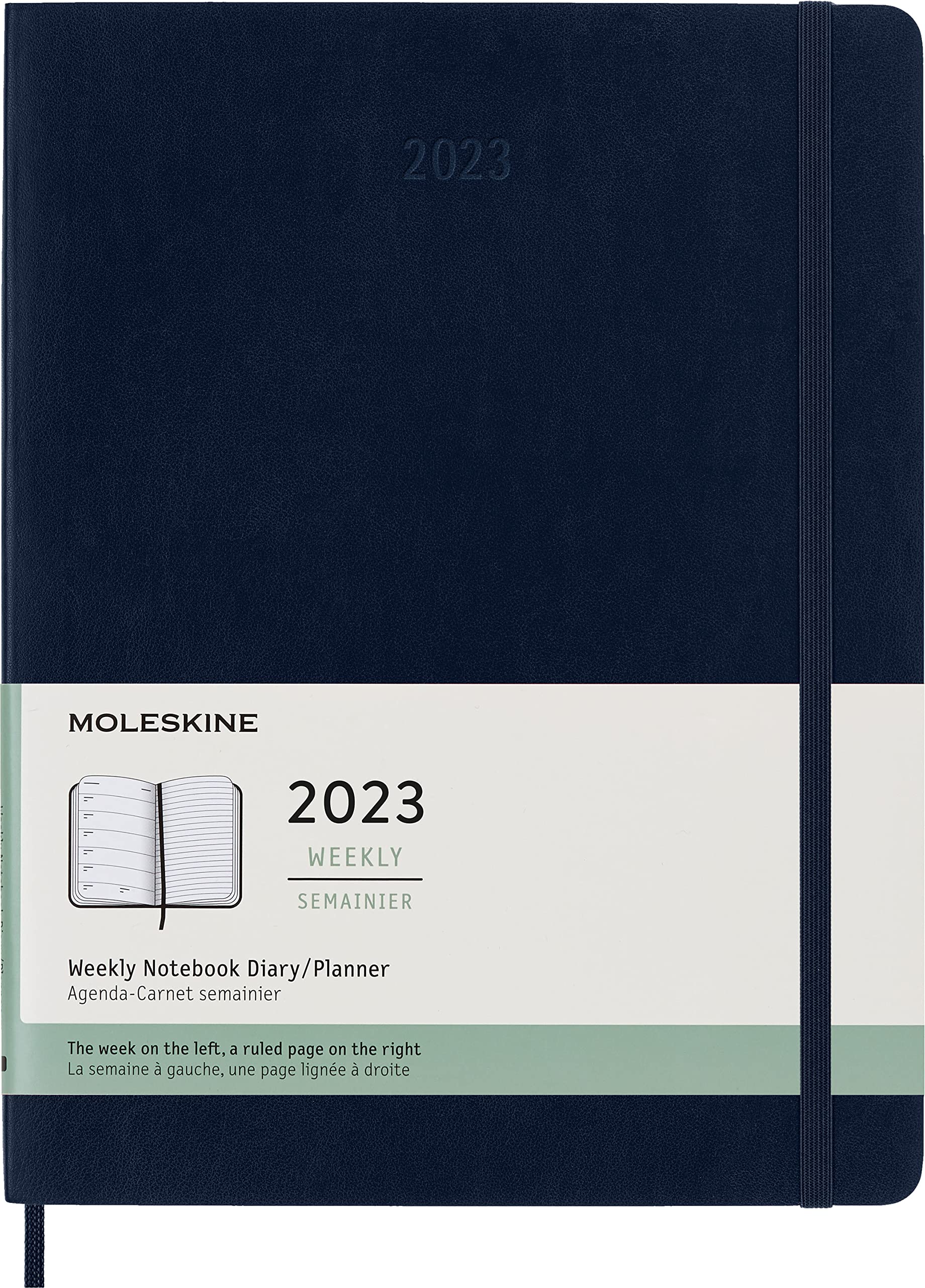 Moleskine Classic 12 Month 2023 Weekly Planner, Soft Cover, XL (7.5" x 9.75"), Sapphire Blue