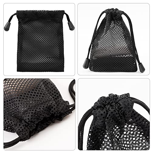 patu Mini Drawstring Mesh Bags, 4" x 5", Size S / A7, 5 Pieces, Beauty Makeup Lipstick Cosmetic Accessories Organizer, Small Travel Kit Storage Nylon Pouch, Black