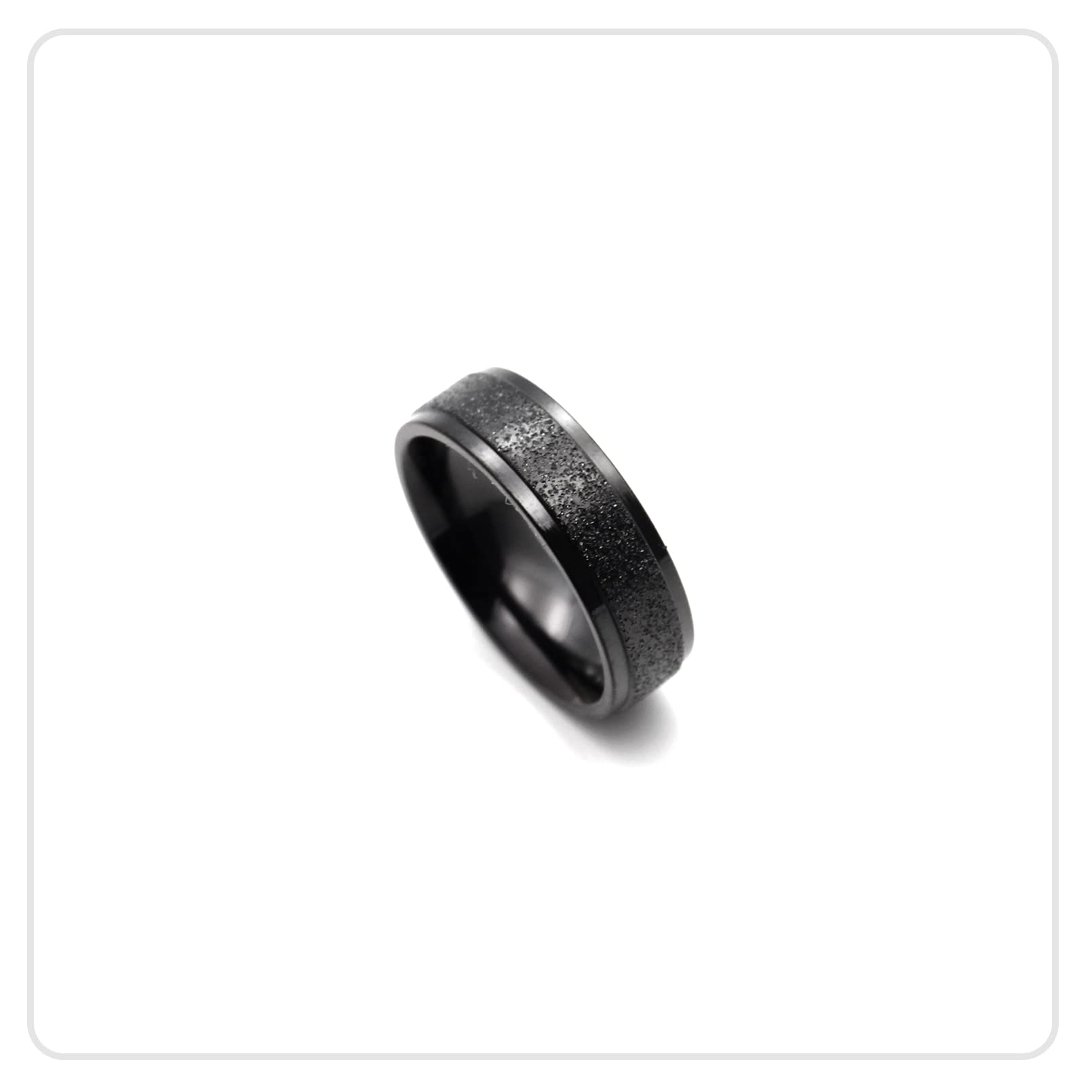Nsitbbuery Hip Hop Jewelry Black Sandblast Band Ring(Black(12))