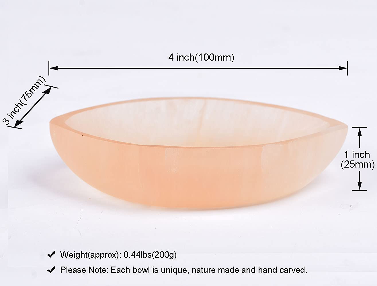 JIC Gem 4.5 Inch Selenite Crystal Bowl Moroccan Selenite Hand Carved Crystal Charging Bowl Home Decoration