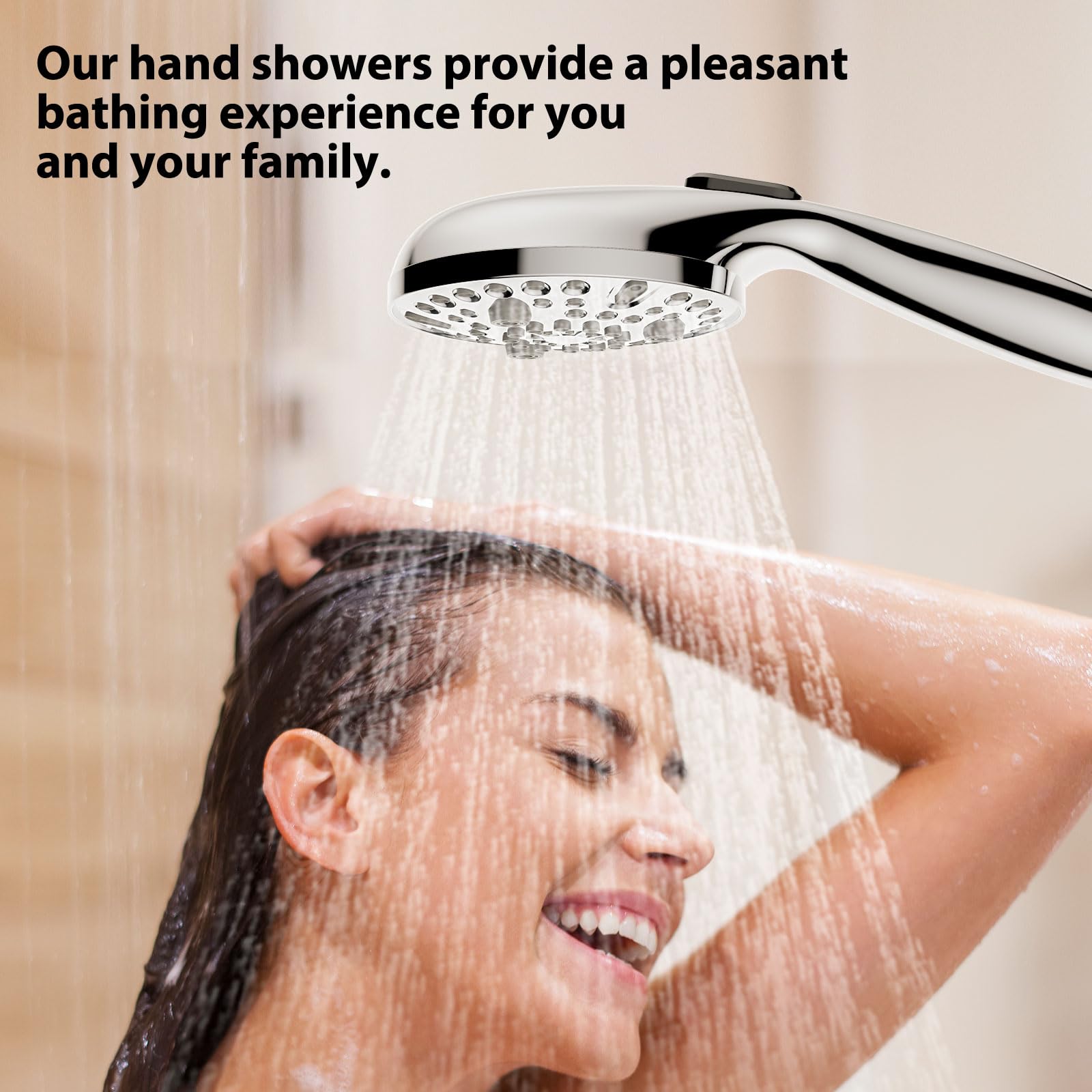 Shower Head with Handheld High Pressure - 59β Stainless Steel Hose Holder to Clean Tub Tile Pets - 10 Models Showerhead - All Chrome Finish