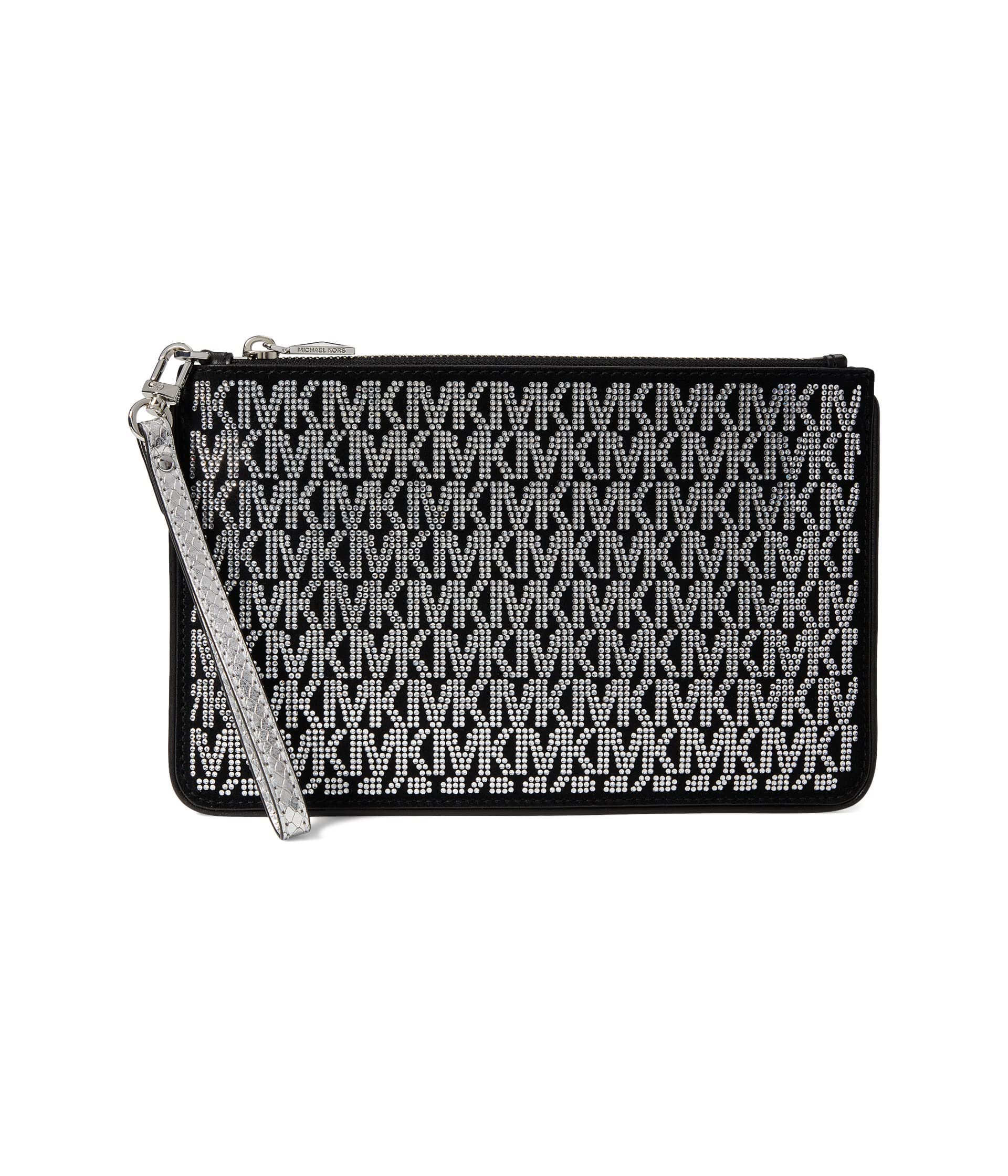 Michael Kors Jet Set Charm Large Top Zip Wristlet Black/Silver One Size