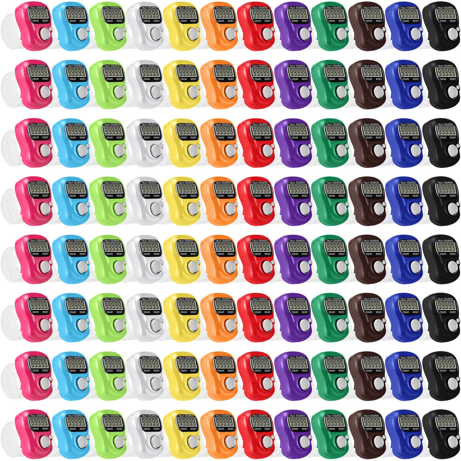 Hoteam Electronic Finger Counter LCD Digital Display Finger Hand Tally Counter Mini 5-Digit Number Counter Clicker Track and Field Lap Counters for Stitch Knitting Crochet Golf, 12 Colors (96)