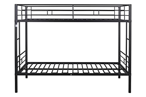 HomSof Metal Twin Over Twin Bunk Bed with 2 Side Ladders,Made of Heavy Duty Steel, for Kids Teens Adults,Black