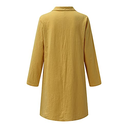 Lightweight Shift Dress for Women Button V Neck Lapel Collar Loose Dress Solid Color Pockets Loose Dress