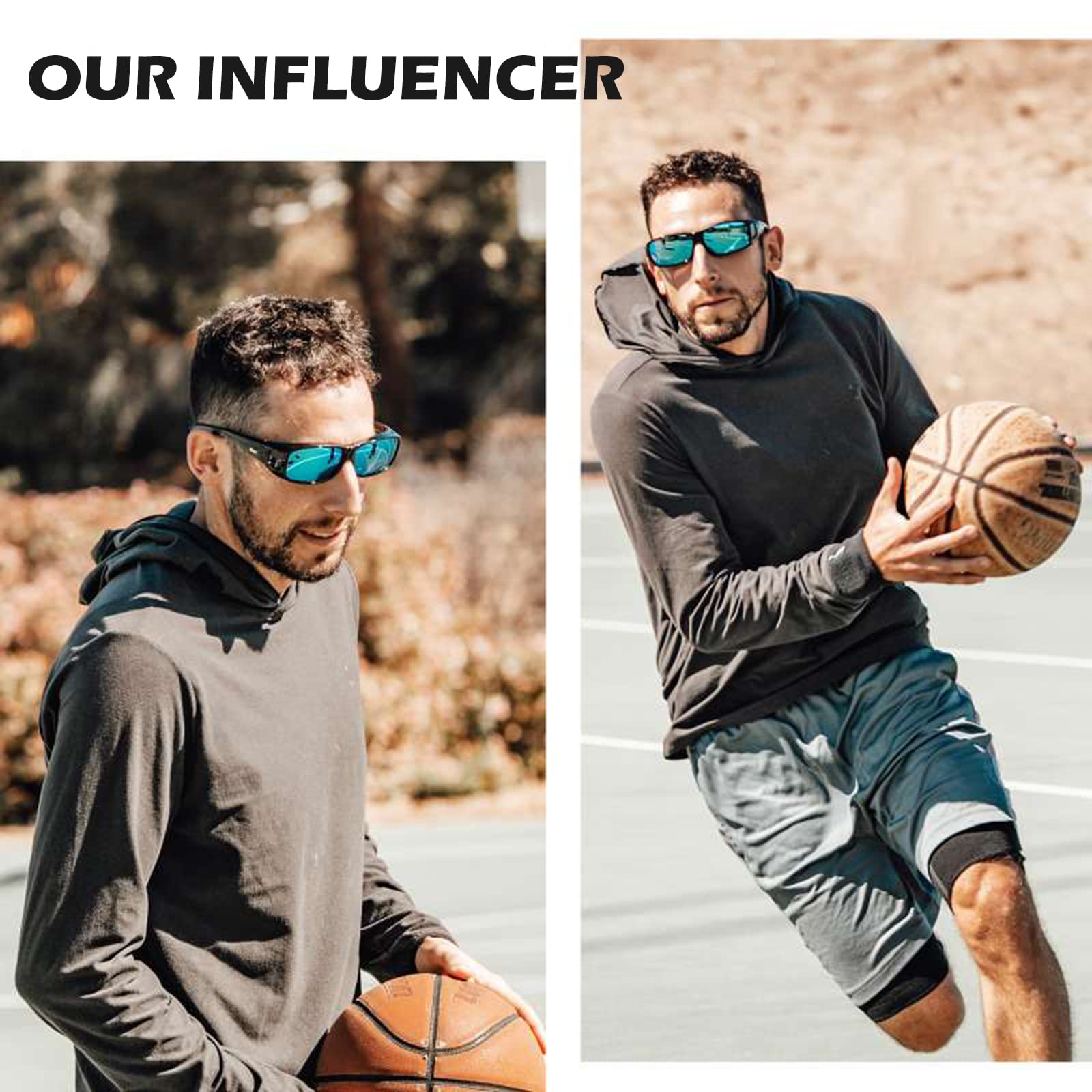 HYBBEI Sunglasses Fit Over Glasses, Polarized 100% UV Protection Wrap-around Sunglasses for Men & Women Driving