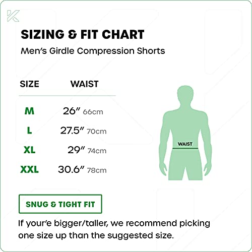 Kewlioo Men's Girdle Compression Shorts with Instant Slimming Effect & Breathable Fabric - High Waist Body Shaper Running Workout Fitness Compression Shorts Underwear Boxer Briefs - (Black, 2XL)