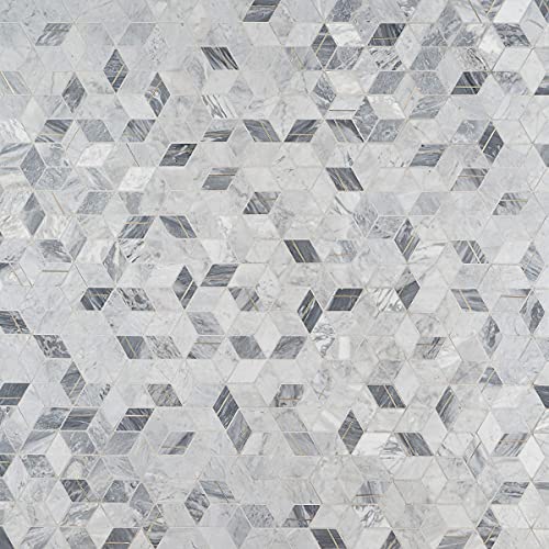 Ivy Hill Tile Utopia Bardiglio 13.58 in. x 11.73 in. Polished Marble and Brass Backsplash, Kitchen, Bathroom Wall Mosaic Tile (1.11 Sq. Ft. Sheet)