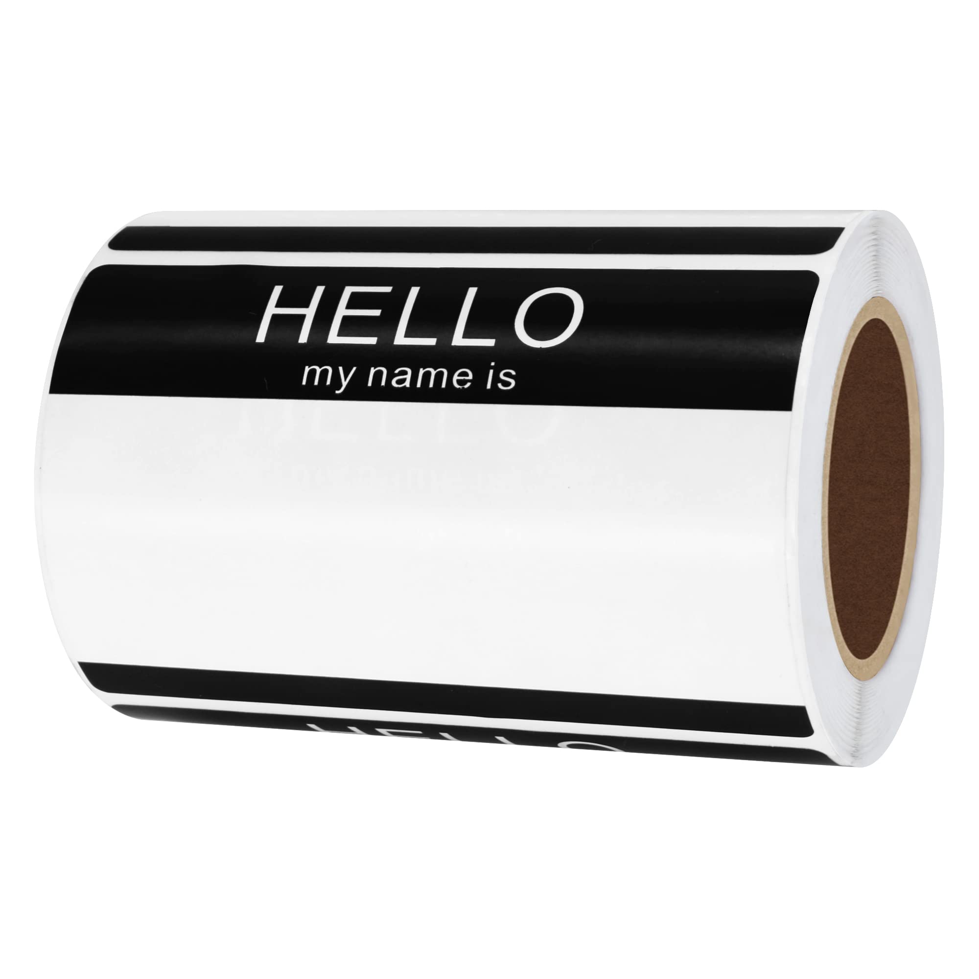 Hycodest Hello My Name is, Sticker Writing Stickers Easy Peel and Stick Badges Sensitive Name Tag 3.5"x2.35", 200 Pcs (Black)