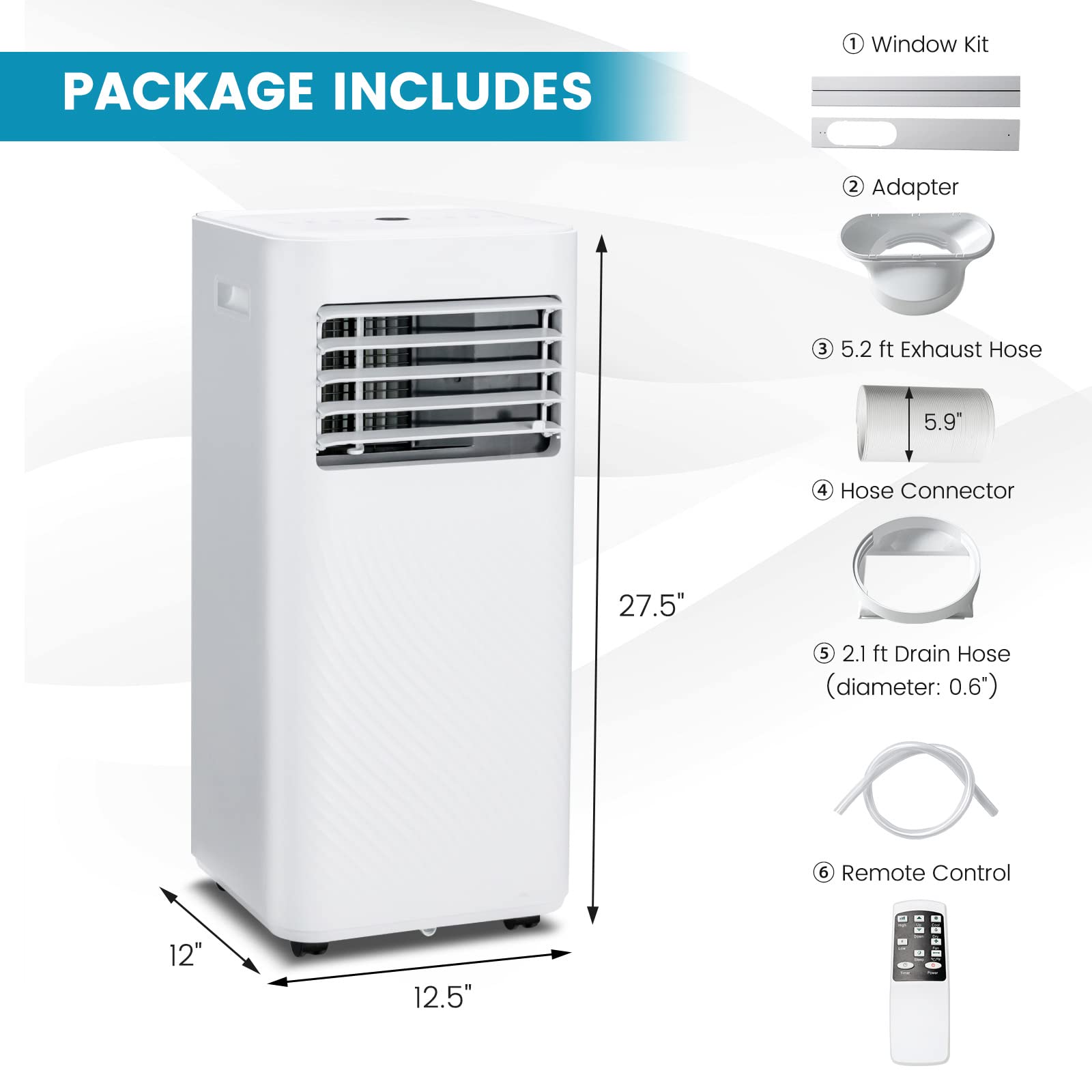 PETSITE 8000 BTU Portable Air Conditioner, 3 in 1 AC Cooling Unit with Remote Control, Dehumidifier, Sleep Mode, Window Kit, Personal AC Unit for Bedroom