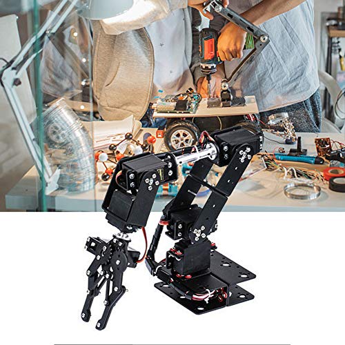 Robot Mechanical Arm, Aluminum Plate 6DOF Manipulator Robot Arm Metal Gear Flexible Steering for Industrial Robot Parts