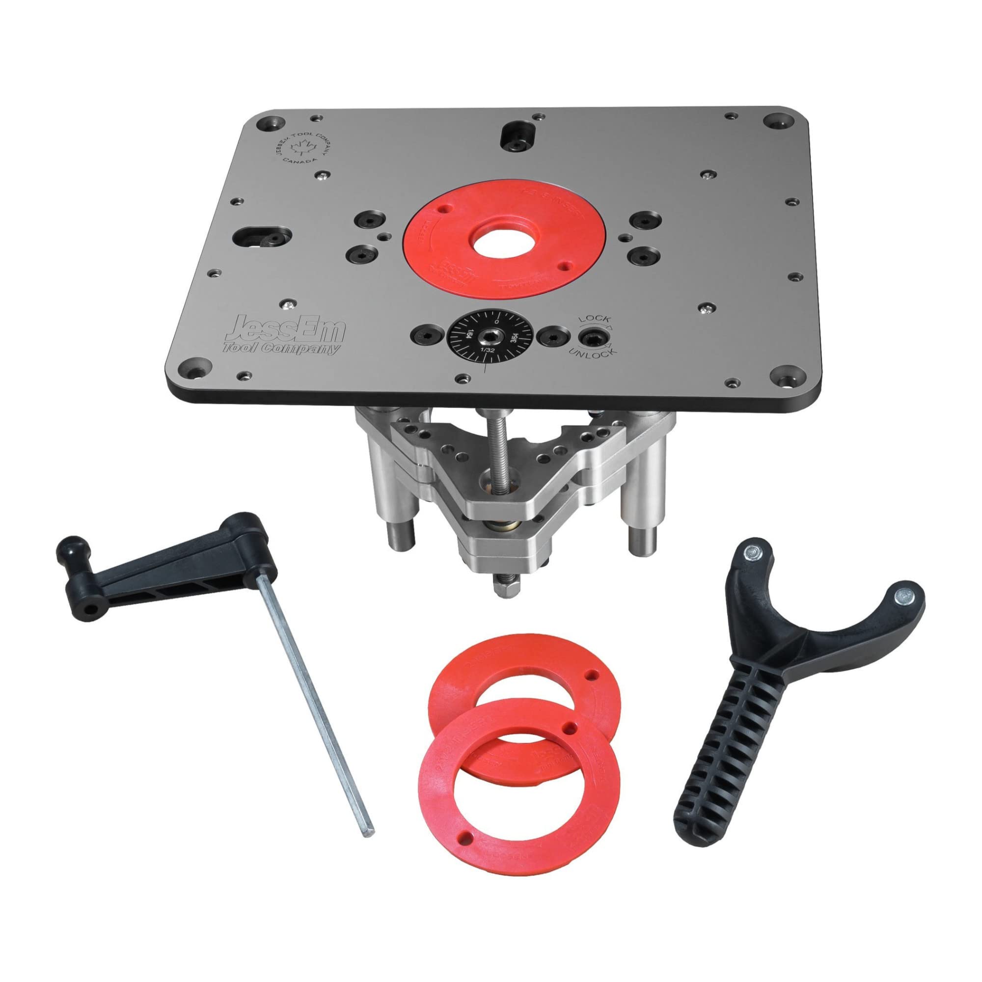 JessEm 02310 Rout-R-Lift II Router Lift with Microjig Grr-Ripper 3D Pushblock Bundle (2 Items)