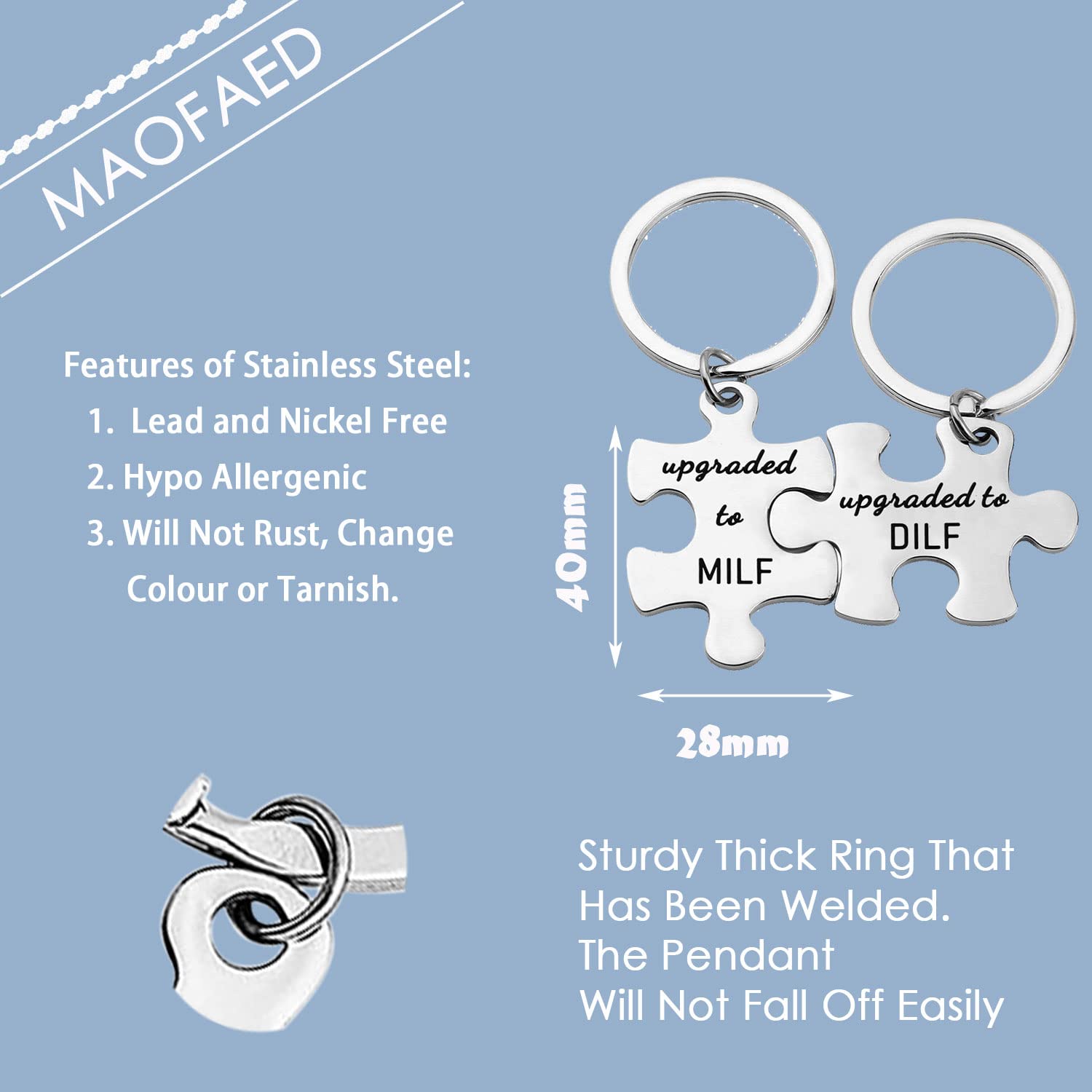 MAOFAED New Mom New Dad Gift Couple Gift New Parent Gift Ungraded To Dilf Ungraded To Milf Keychain Pregnancy Gift (ungraded dilf milf)