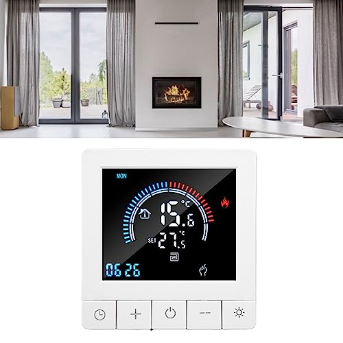 Home Floor Heating Thermostat LCD Display Touchscreen Timing Programmable Floor Heating Thermostat AC 90‑240V (Without WiFi)