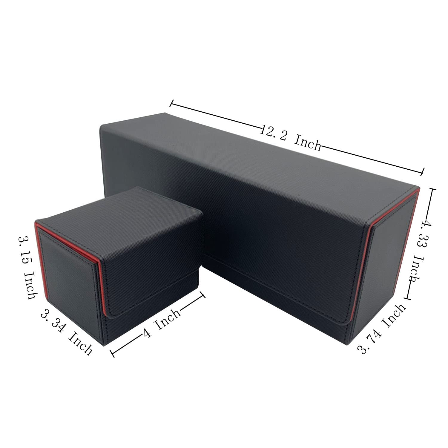Maoping Card Deck Box,4 Pack Deck Box Magnetic Closure Leather Deck Game Boxes 400 + 300 Card Storage Capacity,Black Red for Collectible Playing Card Box, Trading Card, Magic Cards, Sports Cards, 700