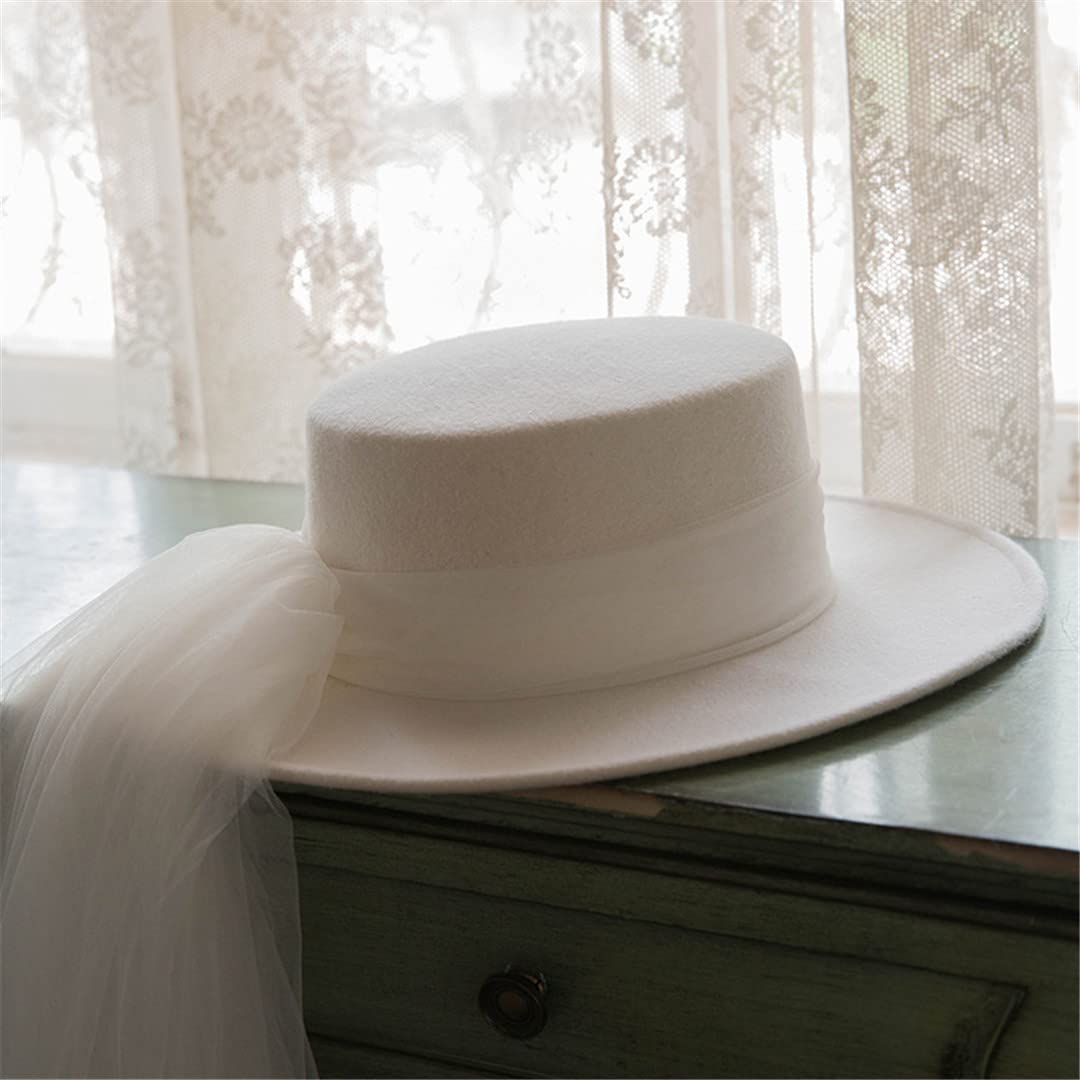 Ladies Hat Birdcage Veil Ladies Hat Wide Brim Classic Beige Wedding Party Headwear Accessories Beige