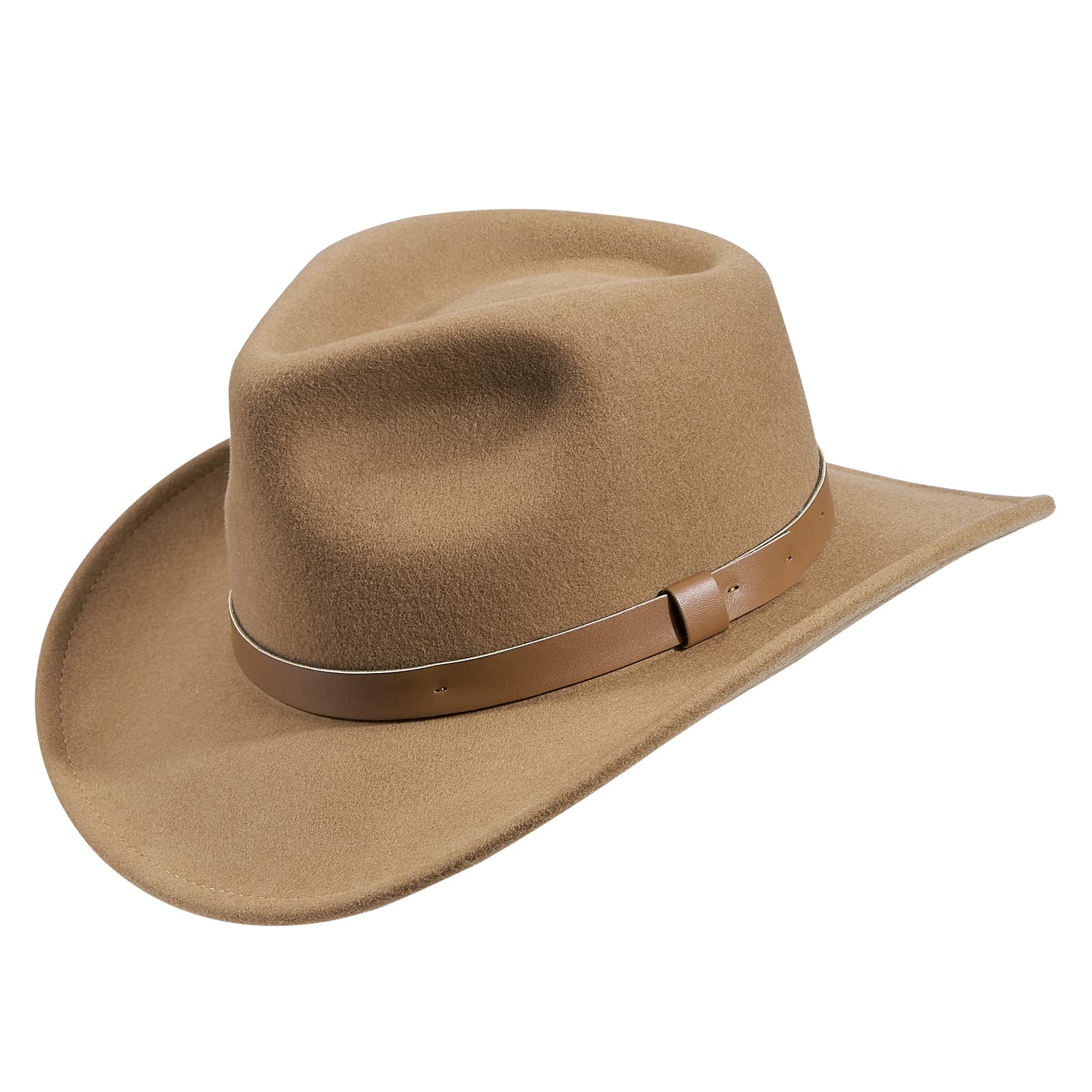 MIX BROWN Western Outback Hat 100% Australian Wool Crushable Mens Cowboy Hat Wide Brim Pinch Front Hat Classic Style