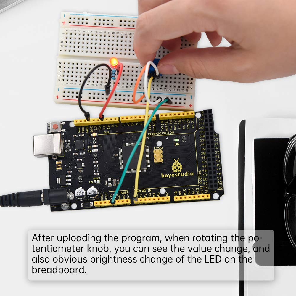 KEYESTUDIO Mega Board 2560 R3 for Arduino Project with USB Cable - CP2102 USB Serial Chip