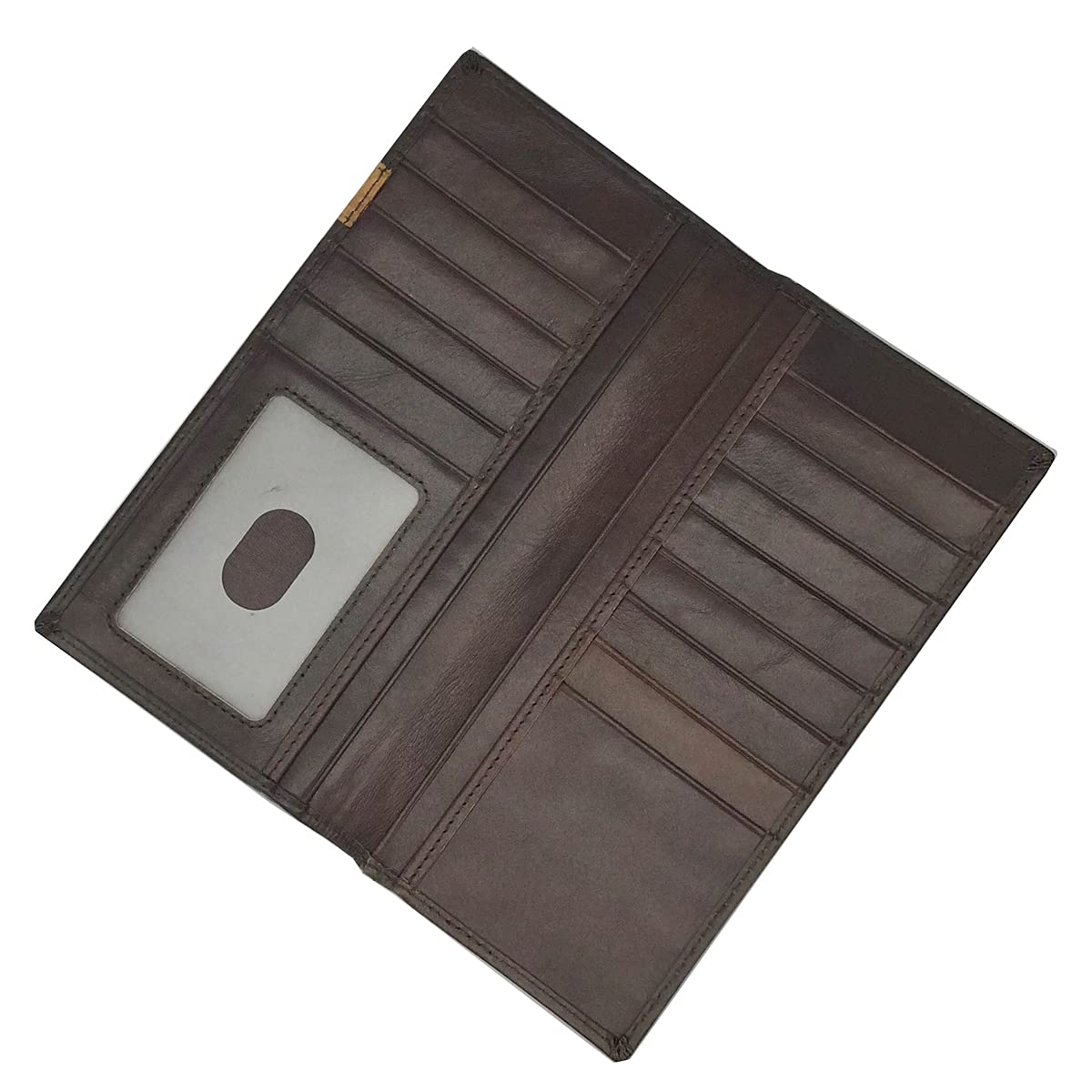 Janhooya RFID Blocking Mens Western Cowboy Wallet Genuine Leather Long Bifold Wallet (Star Coffee)