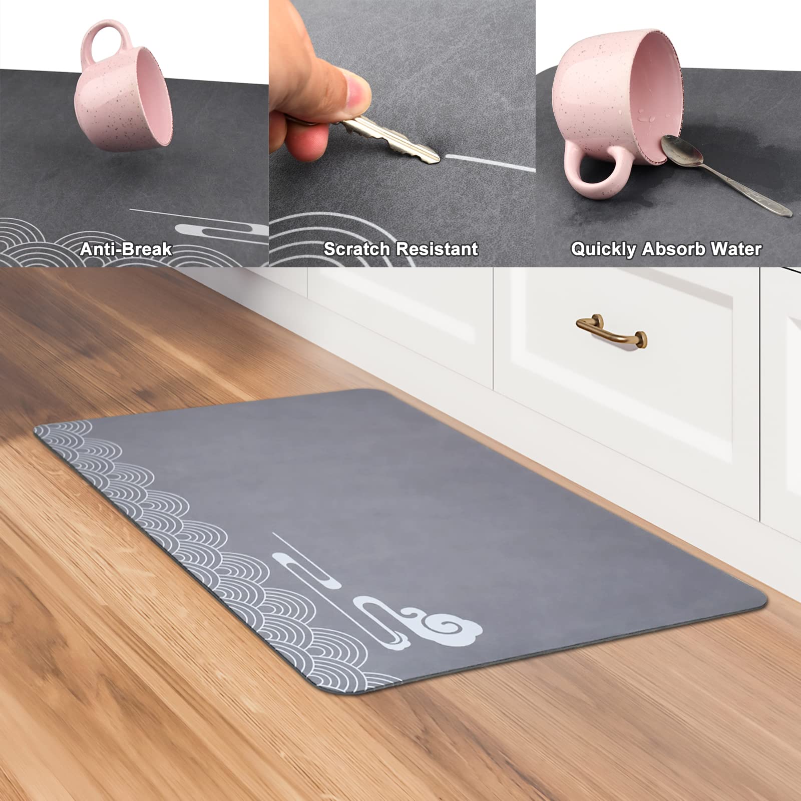 Kitchen Rug/Anti Fatigue Floor Mat Waterproof No-Slip Cushioned Kitchen Floor Mat Kitchen Rugs,Comfort Standing Mats for Home, Sink, Office(Brown)