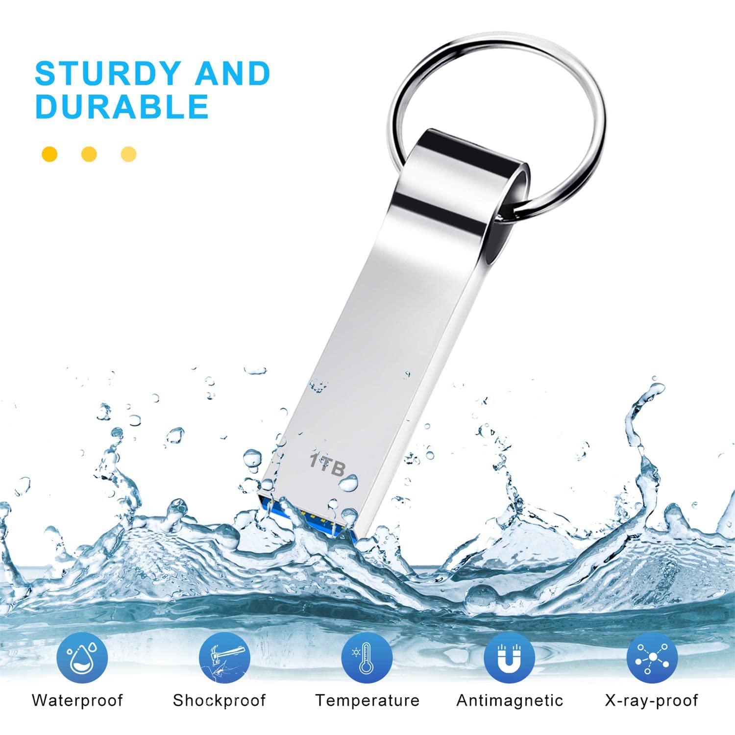 Oremike 1TB Flash Drive Thumb Drive High Speed USB 3.0 Flash Drive Waterproof USB Drive Portable Memory Stick 1000GB Large Capacity Jump Drive Compatible with Computer/Laptop, with Keychain Design