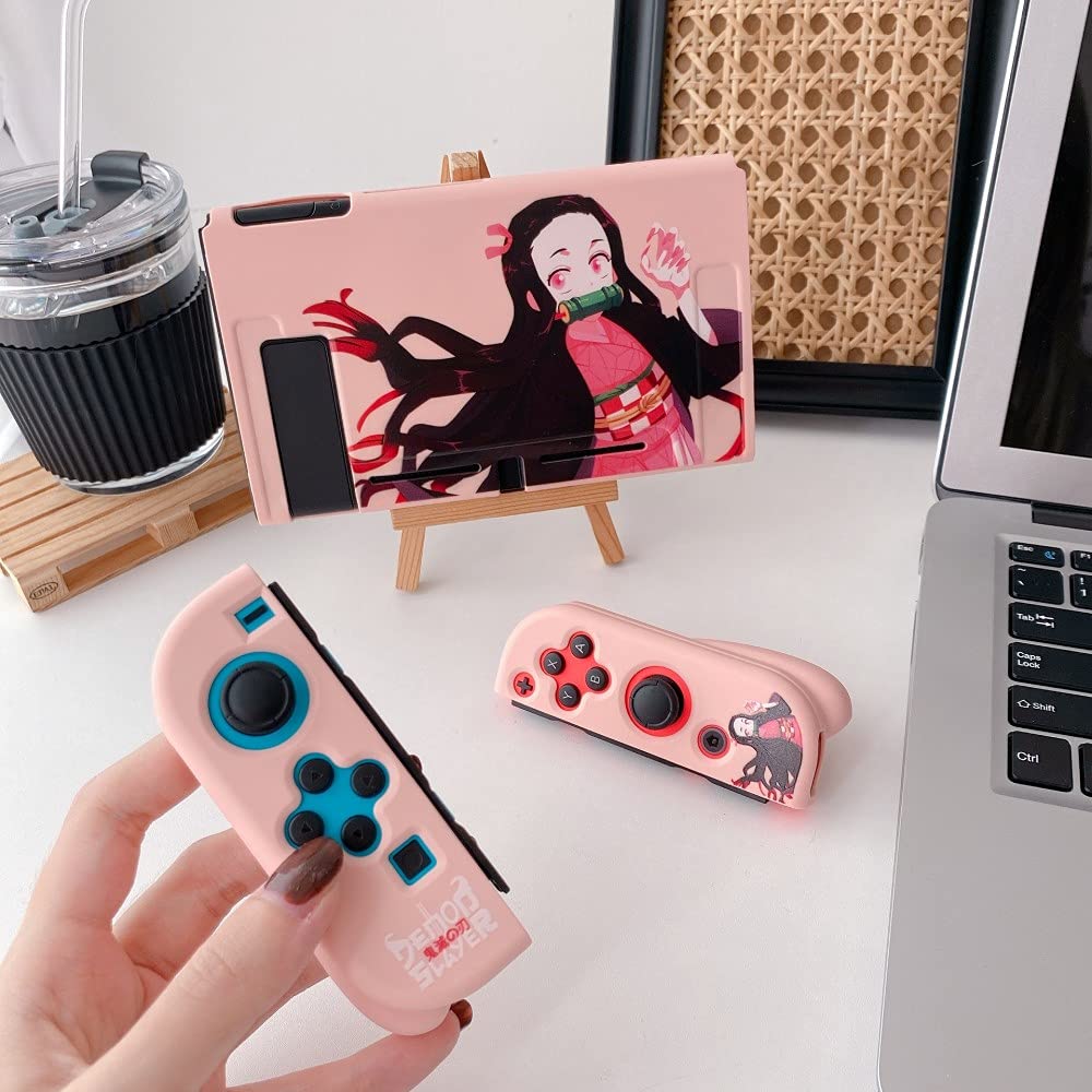 JINGz Protective Case for Switch, Anime Case Compatible with Nintendo Switch,Anime Game Accessories Soft Slim Grip Cover Shell for Console(Pink)