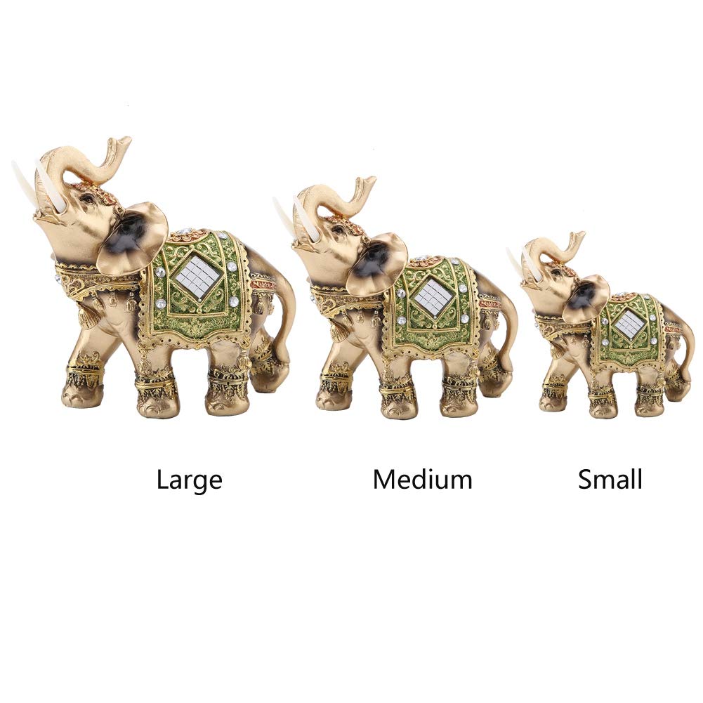 Jarchii Feng Shui Elephant Statue, Retro Figurines Collectible Wealth Lucky Elephant Sculpture Perfect for Home Decor Office Decoration Gift(s M L)(#1)