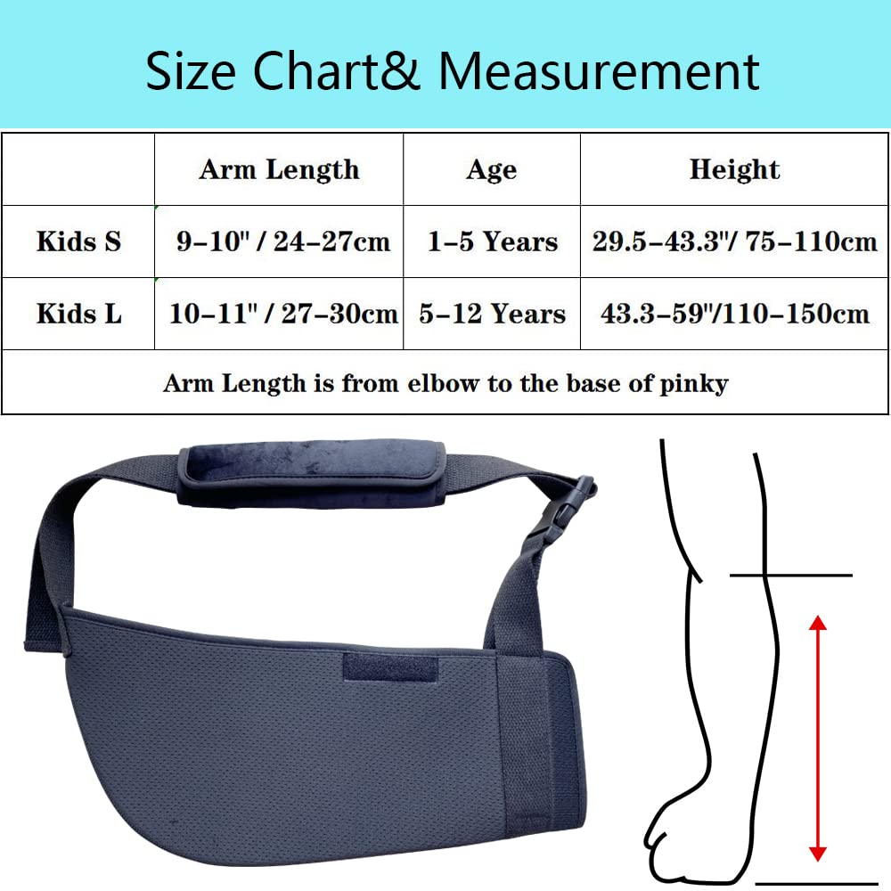 Ledhlth Soft Foam Kids Arm Sling for Shoulder Toddler Arm Support Brace for Broken Collarbone Children Shoulder Immobilizer for Shoulder Injury, Black (Kids L)