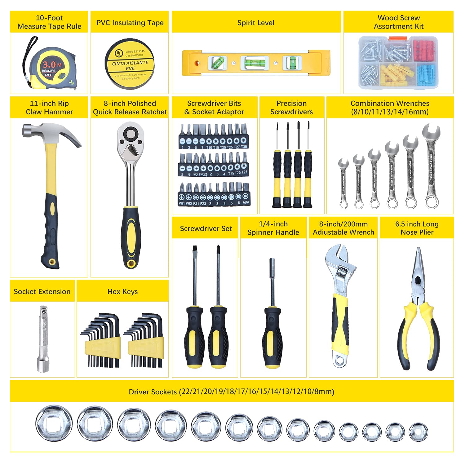 jar-owl Tool Kit Tool Set with Tool Case–Tools For Men and Women to Get Every Job Done–140 Piece Home Tool Kit For DIY and Quick Repairs