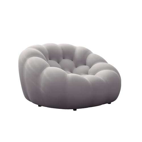WILLIAMSPACE 47" Curved Sofa Couch Single Sofa Chair, Luxury Bubble Lazy Floor Sofa Chair, Overall Shaped Chair Couch with 3D Textile Material for Apartment (Grey)