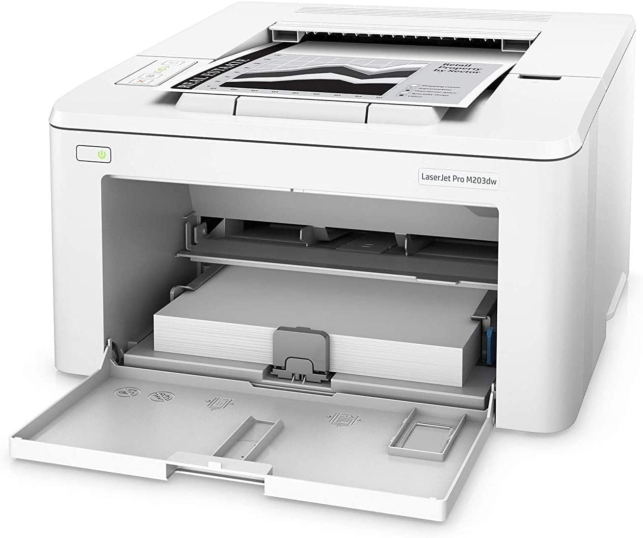 HP Laserjet Pro M203dw Wireless Monochrome Laser Printer Works with Alexa (G3Q47A), Print Only, 1200x1200 dpi, 30ppm, LED Control Panel, Auto 2-Sided Printing, Wi-Fi, Ethernet, Lanbertent USB Hub