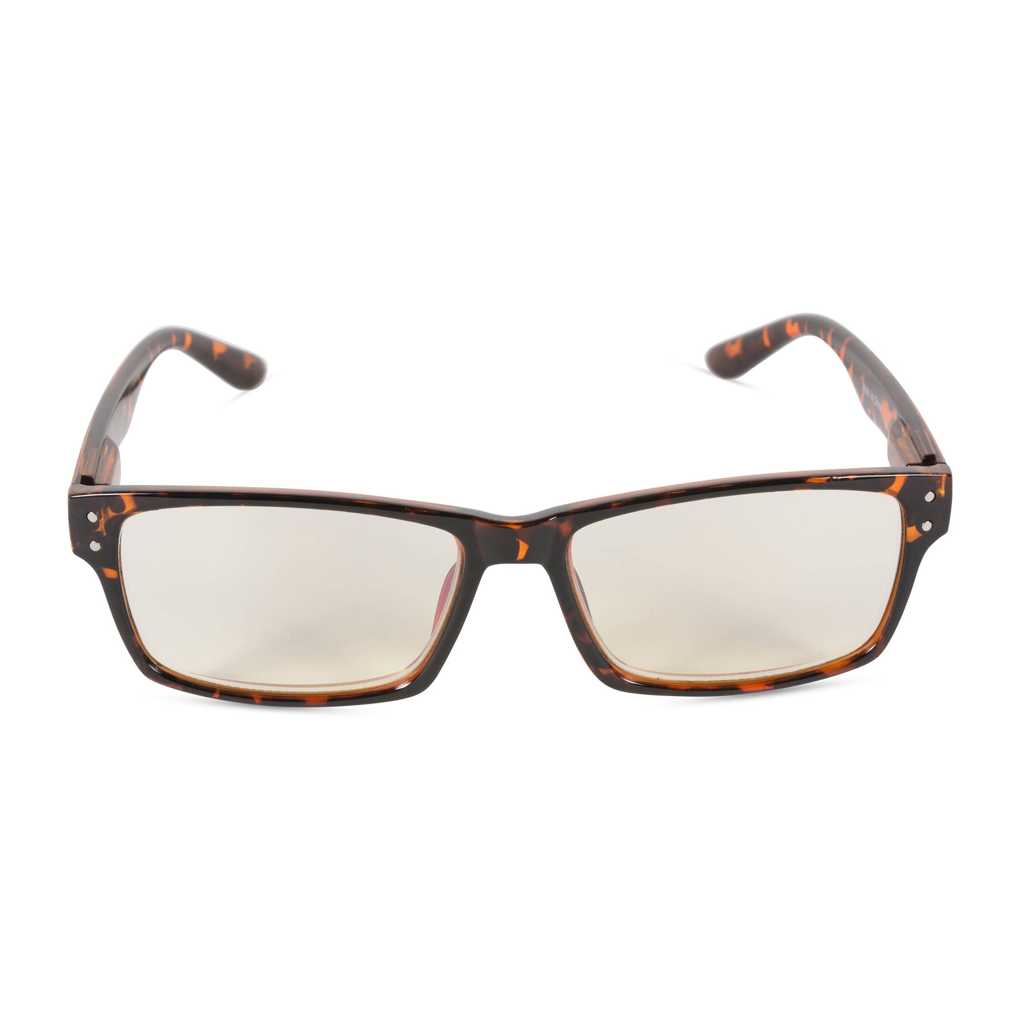Inner Vision Eye Strain Relief Computer Screen Reading Glasses w/Case - Anti Blue Light, Anti Glare, Scratch Resistant, & Spring Hinges - Unisex, (4.0 x Magnification), Brown Tortoise